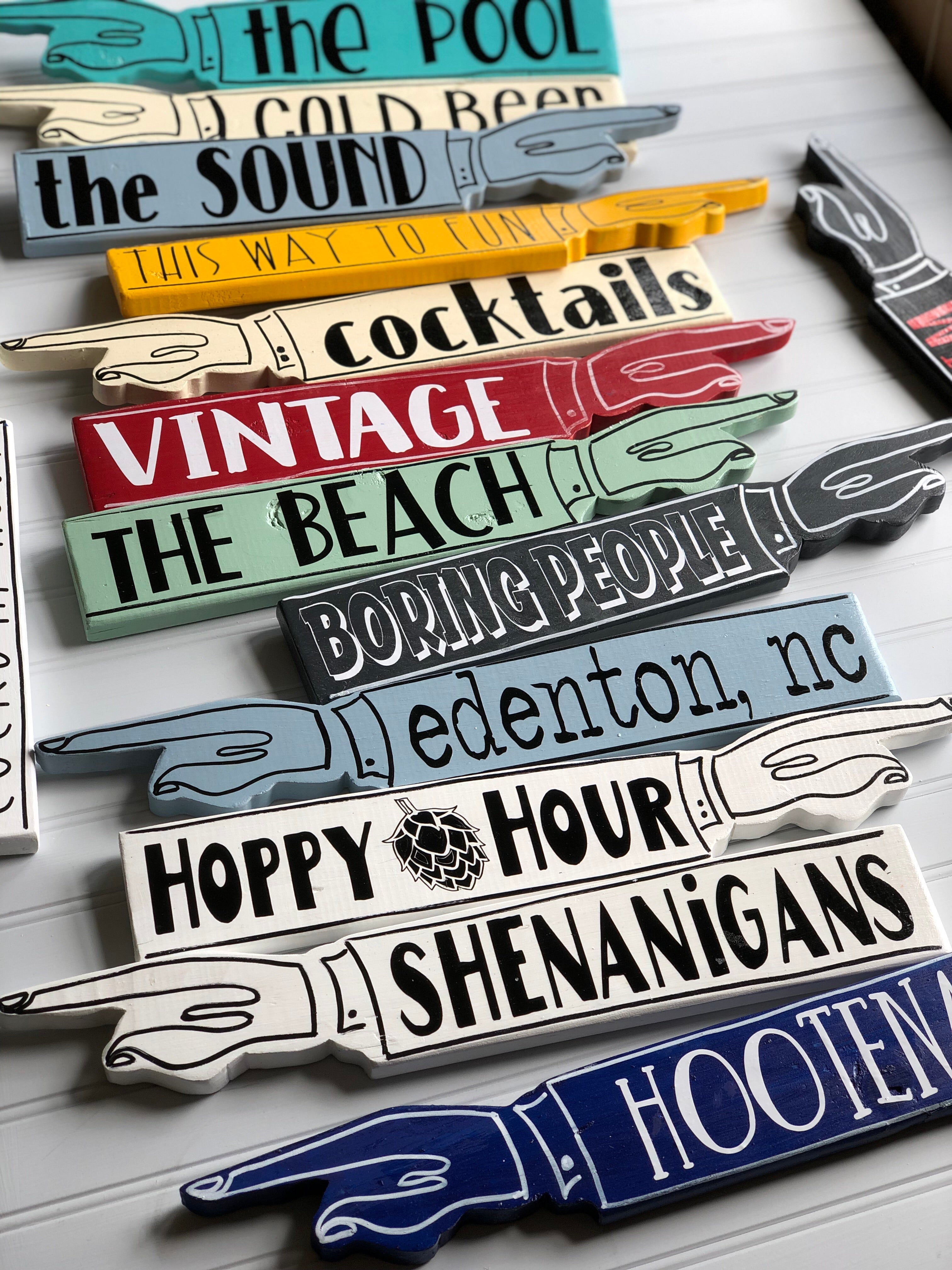 Custom Wooden Pointer Finger Sign – Pretty Clever Words