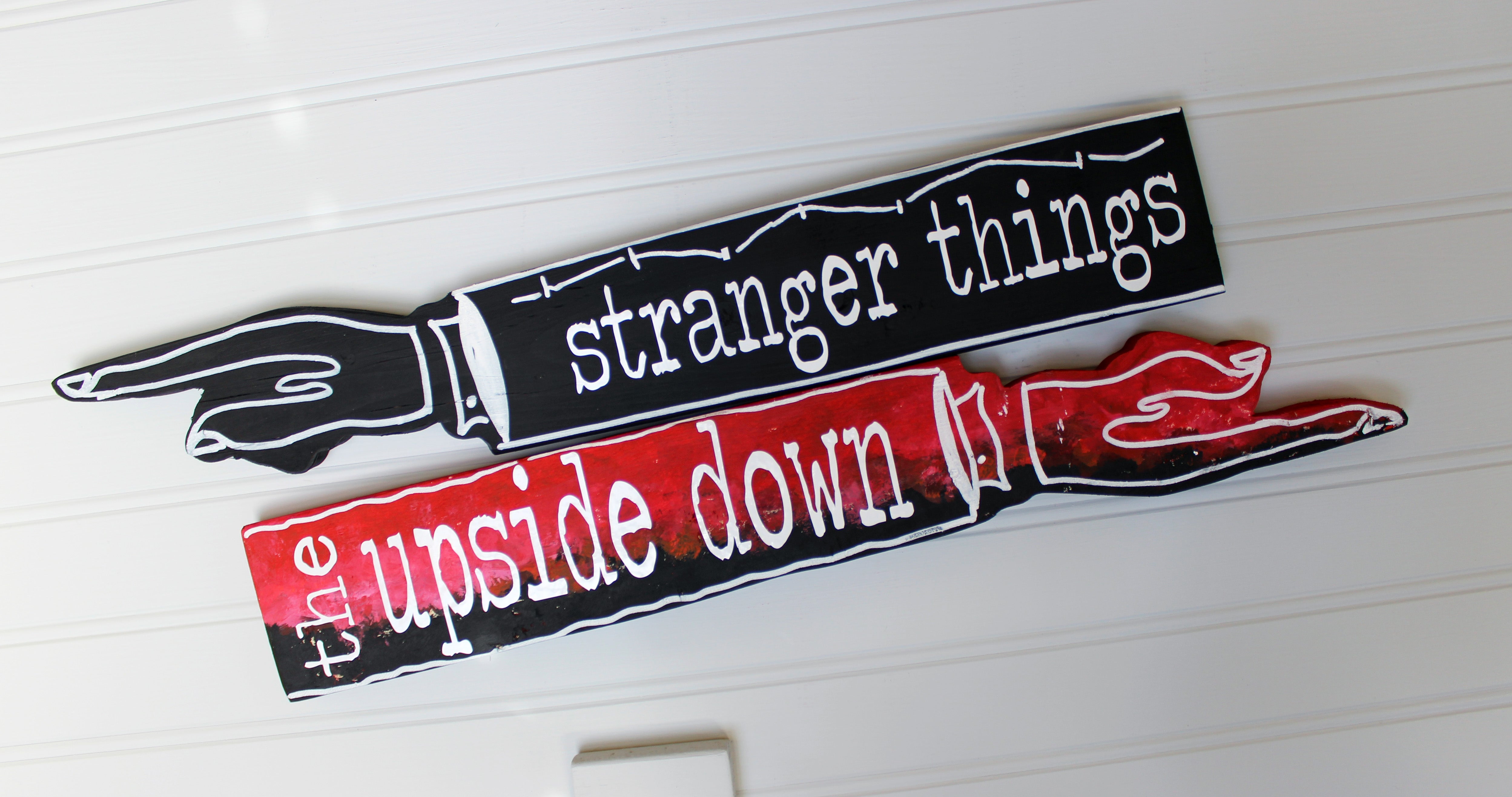 Stranger Direction wooden pointy finger signs – Pretty Clever Words